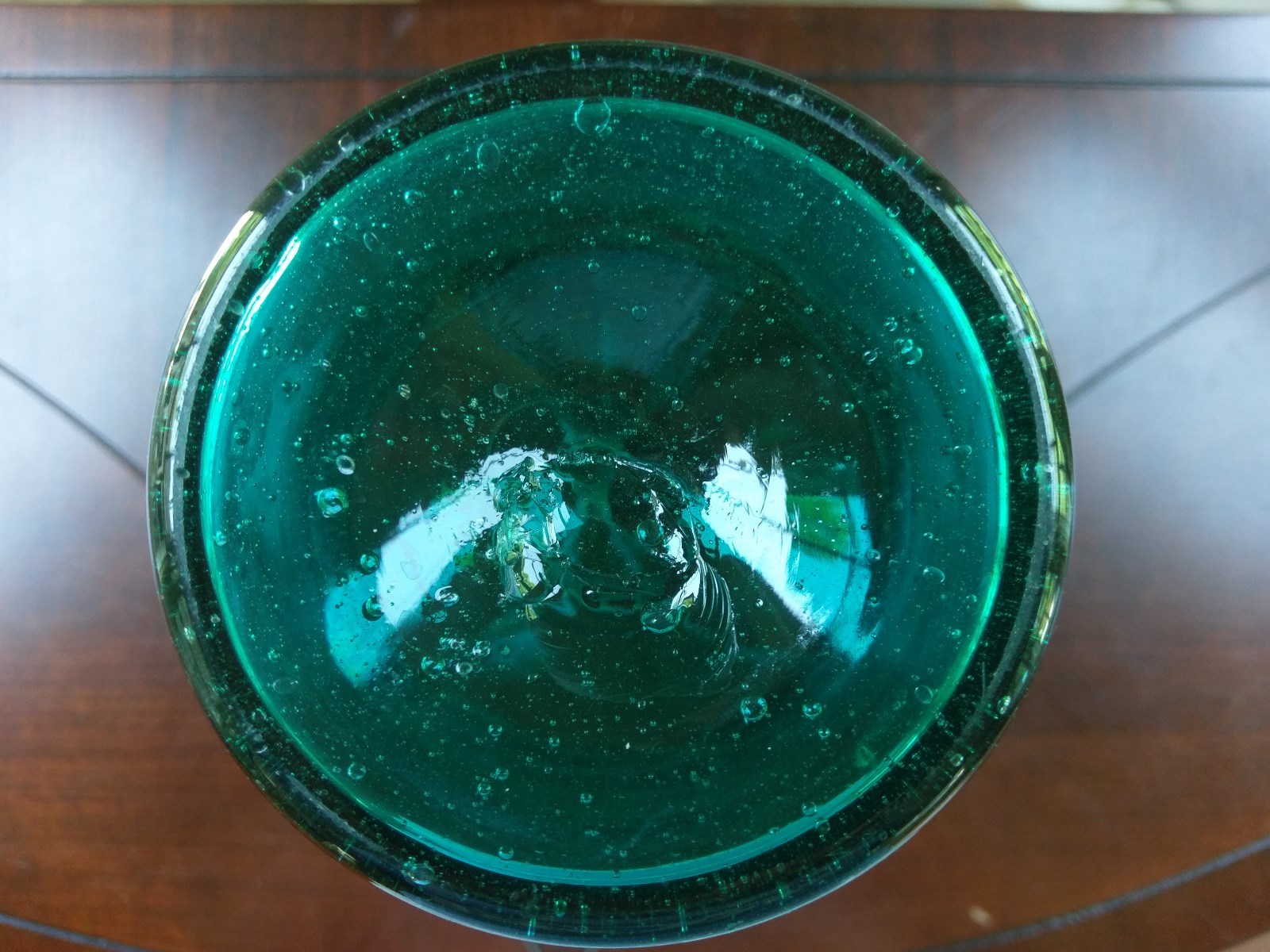 Blenko Glass Pinched Ivy Vase #415-L Sea Green Aqua Teal Pontil 9 ...