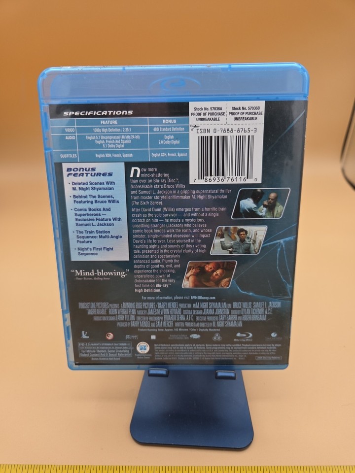 Unbreakable Blu-ray disc 2000 bruce willia samuel l jackson m night shyamalan 786936761160| eBay