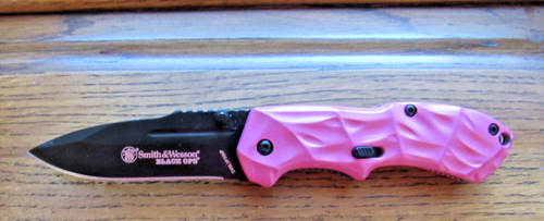 SMITH & WESSON SWBLOP3SMP PINK MAGIC SPRING ASSISTED LOCK KNIFE BLACK ...