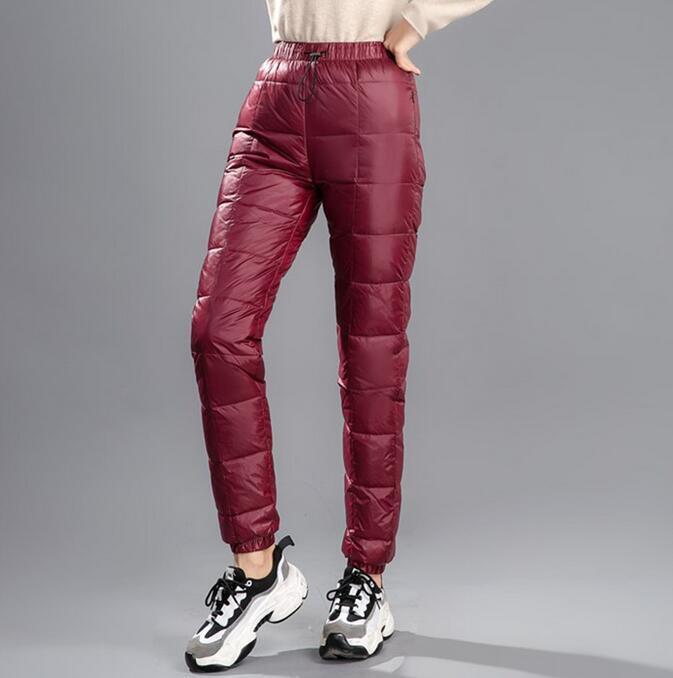 Stylish Women's Duck Down Pants Warm Slim Fit Casual Trousers Winter ...