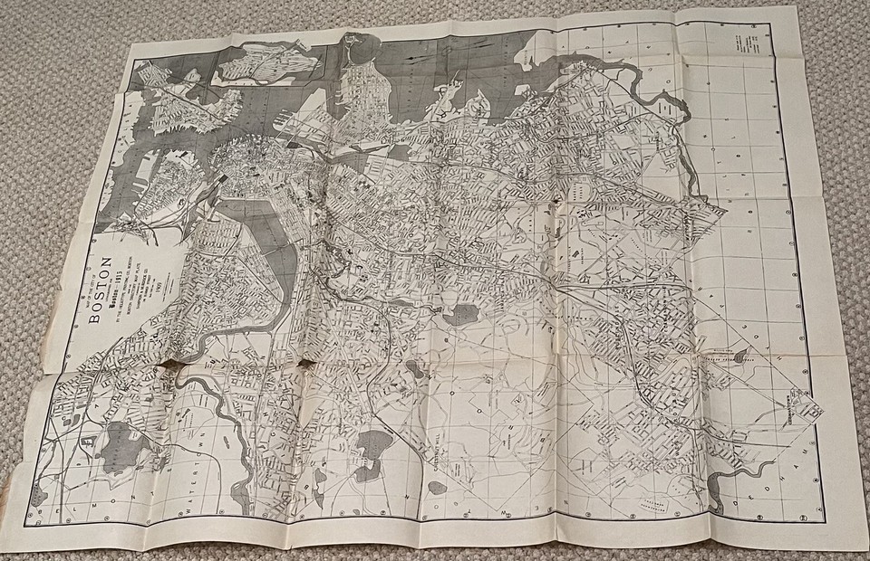 Antique 1915 Boston city MAP Heliotype Printing Co. Sampson & Murdock ...