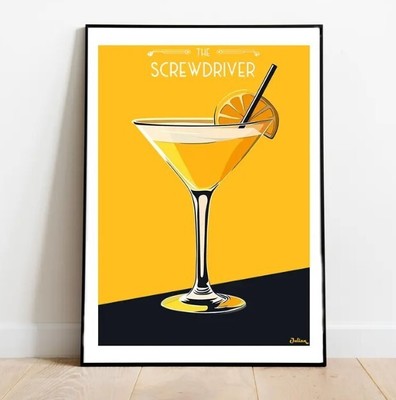 The Screwdriver Cocktail Poster - Matte Vertical Posters, Cocktail Art ...
