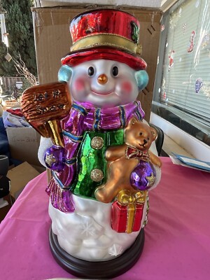 2003 Thomas Pacconi Blown Glass 16” Snowman Christmas Large Figure with ...