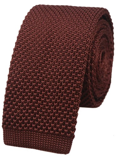 Mens Solid Color Textured Knit Skinny Ties Smart Necktie One Size Rust ...