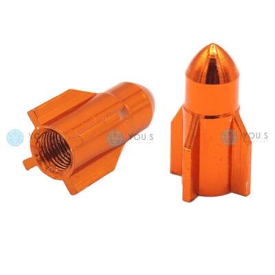 2 Piece You.S Aluminium Rocket Orange Valve Caps Cap for Car Vehicle ...
