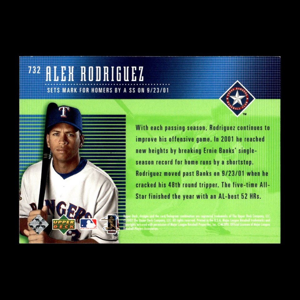 Alex Rodriguez 2002 Upper Deck Texas Rangers #732 R326I 75 | eBay