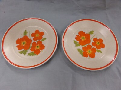 SET 2 TEMPER-WARE BY LENOX FIRE FLOWER PATTERN 6.375" BREAD PLATES ...