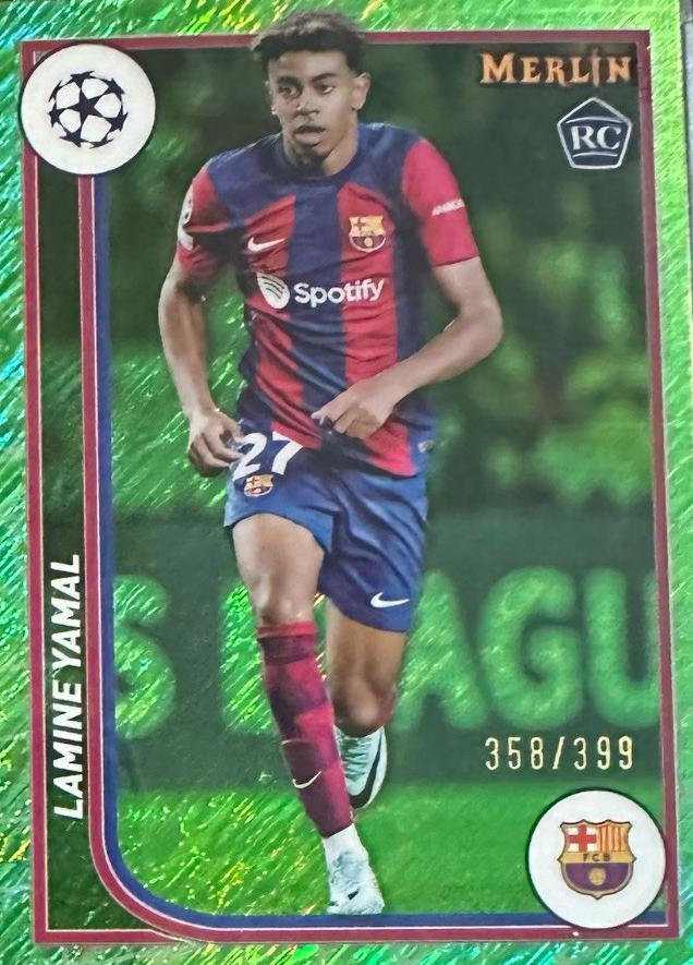 2023-24 Topps Merlin Uefa Club Competitions - Lamine Yamal #27 Neon ...