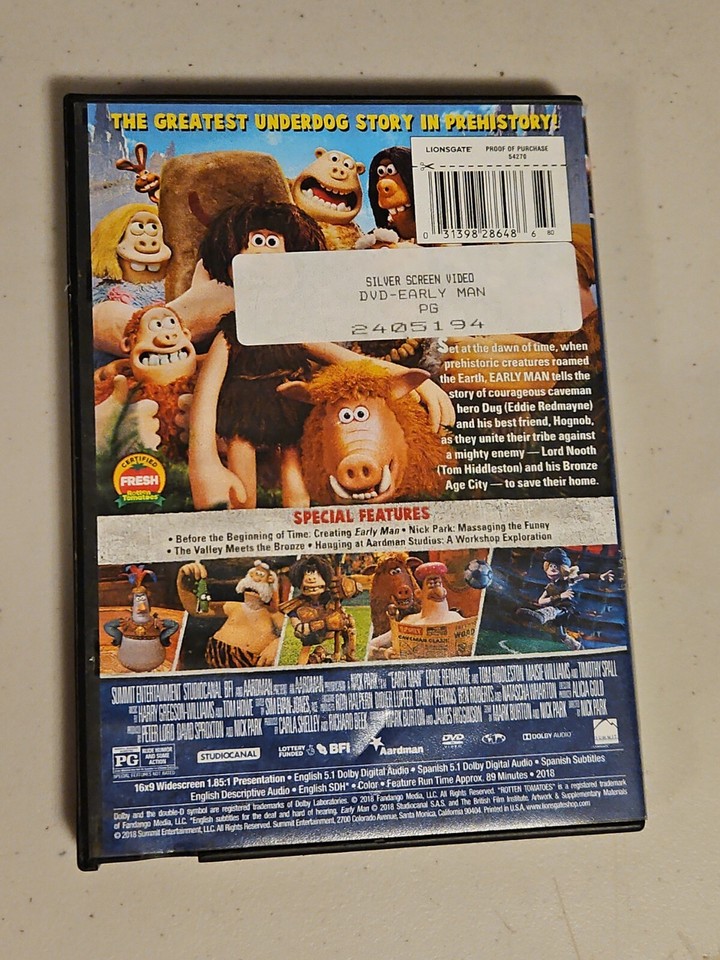 Early Man (DVD, 2018) Eddie Redmayne, Tom Hiddleston, Maisie Williams ...