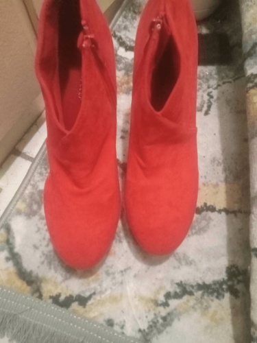 Hot red suede booties sz 10 | eBay