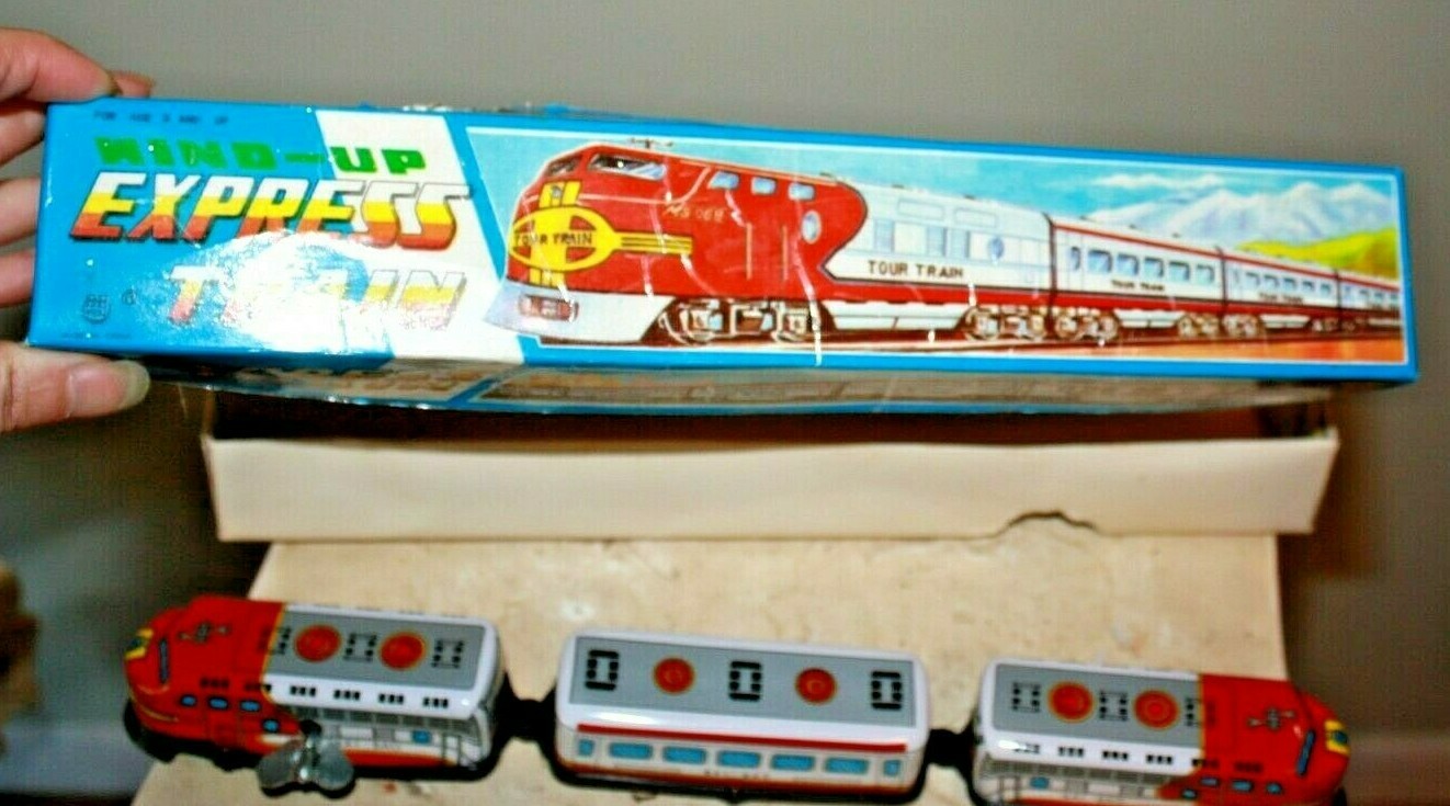 Vintage Wind up 'Express Train' tin toy in the original cardboard box 1970's | eBay