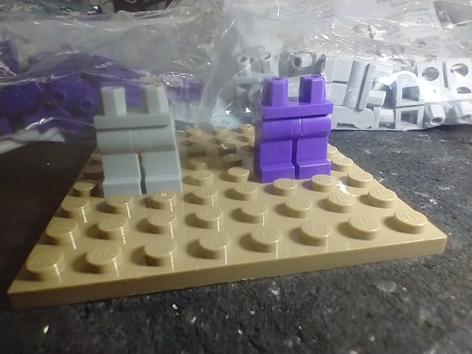 Lego Minifigure Lower Part Purple & Light Gray 2 Complete Gray & Purpl ...