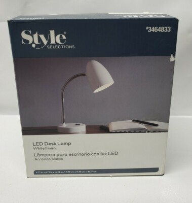 MCM Style WHITE and Chrome LED Desk Lamp Flexible Gooseneck Intertek 3. ...