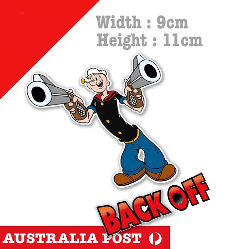 POPEYE the Sailor, Back OFF Funny Popeye with Double Hand Gun Sticker ...