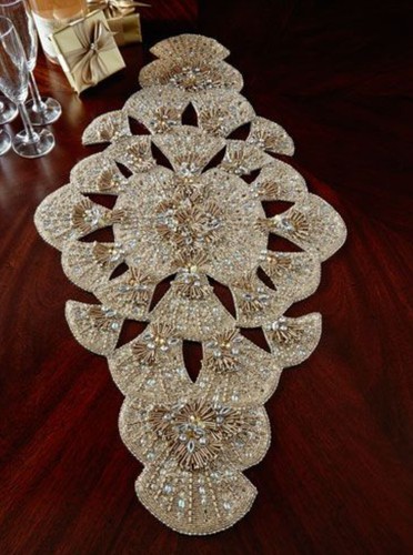 Stunning TREVI Gold Beaded Table Runner By Kim Seybert EUC | eBay