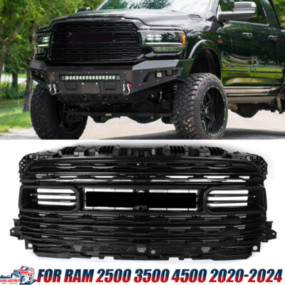 For RAM 2500 3500 4500 2020-2024 Black Front Bumper Grille Billet ...