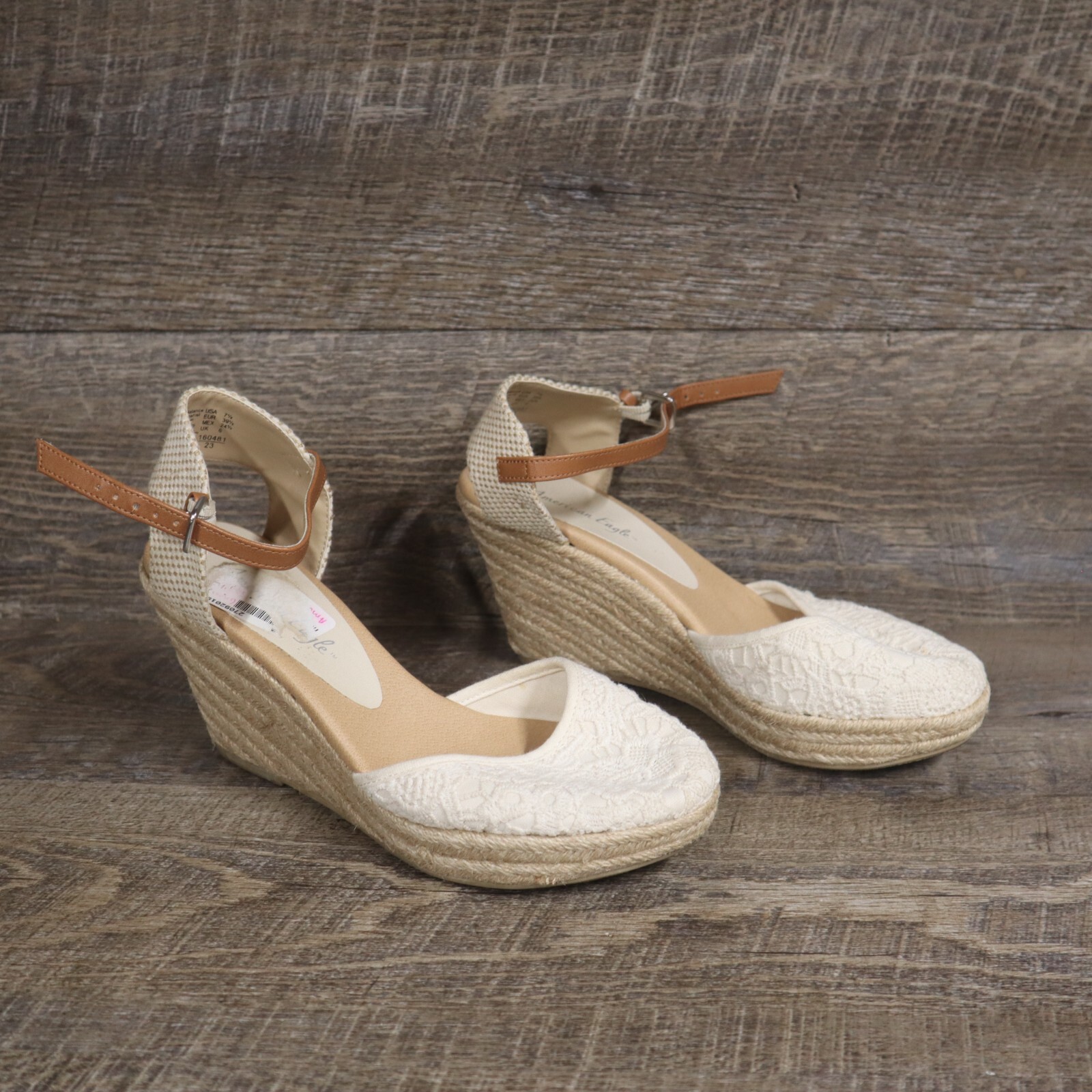 American Eagle Wedge Red Sandals Rope Heels Slingback Women's Size 7.5 ...