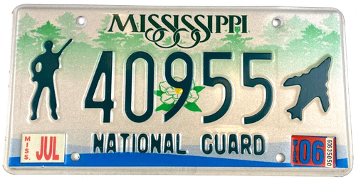 Vintage Mississippi 2006 National Guard License Plate 40955 Garage Wall ...