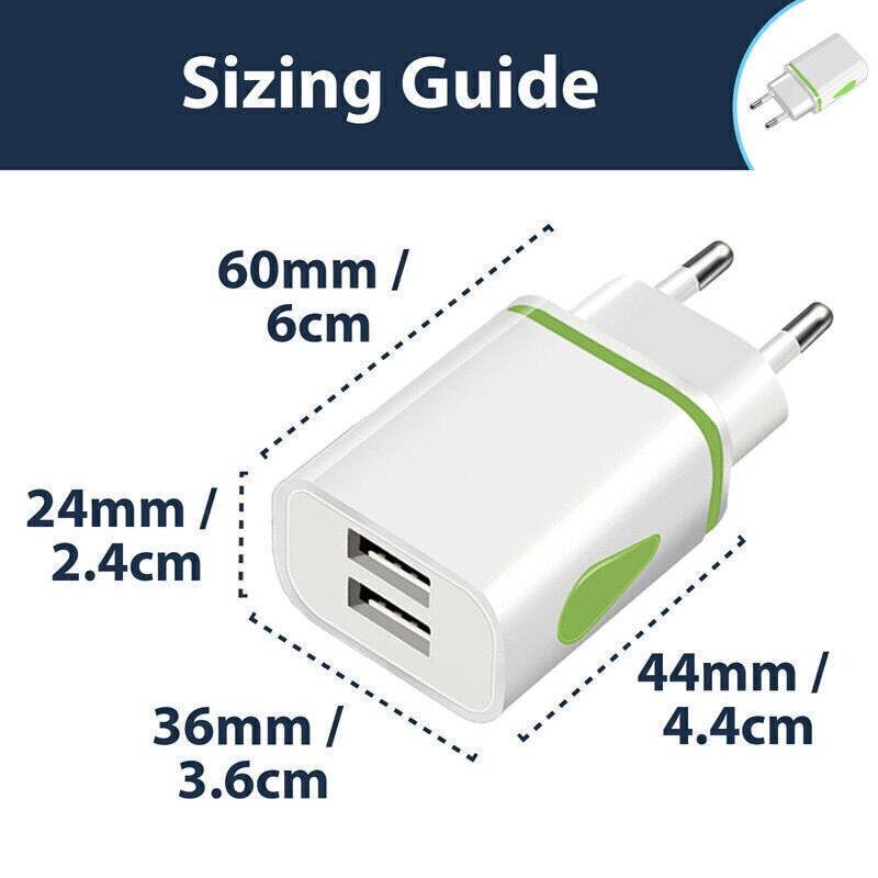Universal EU 2 Pin to Dual USB Plug Adapter Travel Charger Europe ...