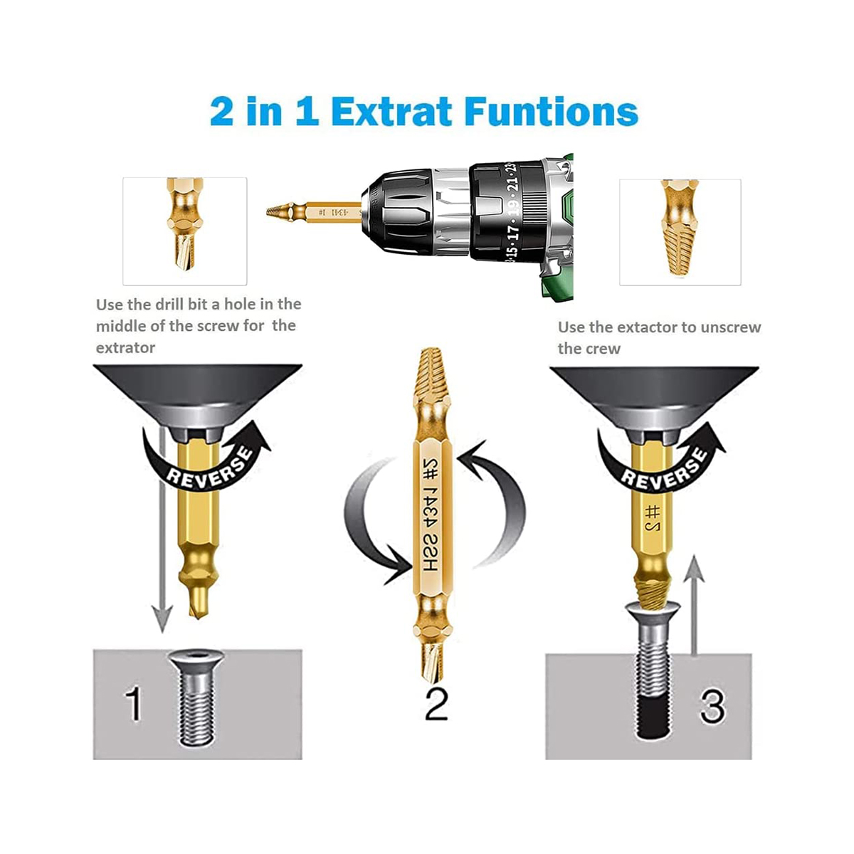 6PCS Damaged Screw Extractor Kit,Stripped Screw Extractor Set for ...