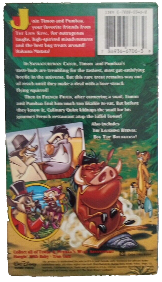 Timon and Pumbaa's Wild Adventures Grub's on Vintage VHS 1996 - Lion ...