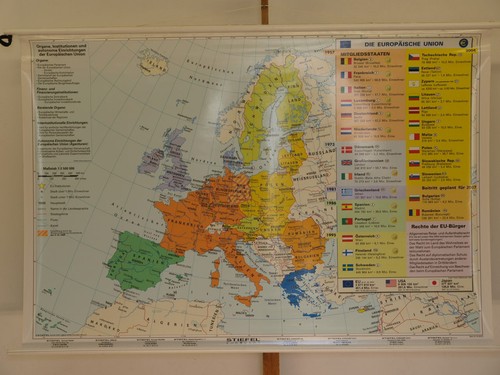 EU EZB European Union EURO EEC Describable 2004 School Wall Map ...