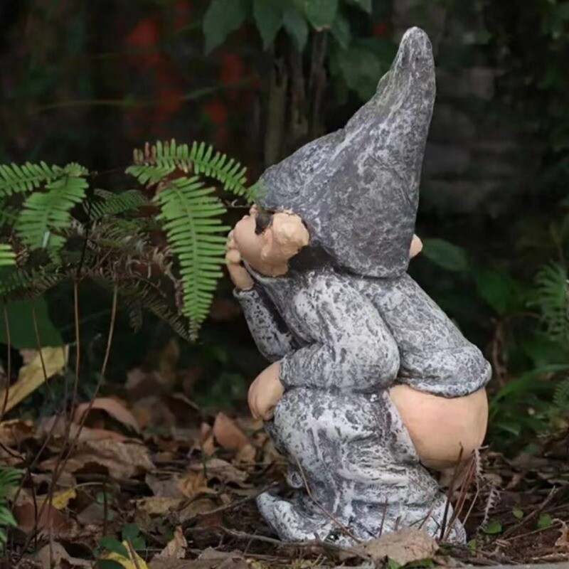 Naughty Gnome Pooping Miniature Funny Resin Dwarf Statue Garden Plant ...
