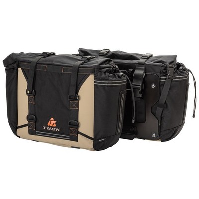 Tusk Olympus Pannier Bags with Universal Pannier Rack Mounts Black/Tan ...