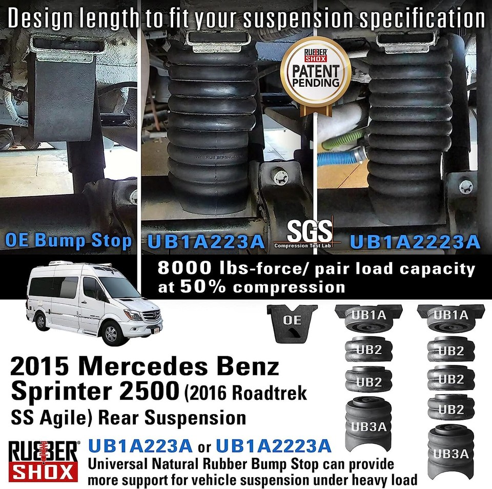 Rubbershox Natural Rubber Rear Bump Stop Mercedes Benz Sprinter 2500/ ...