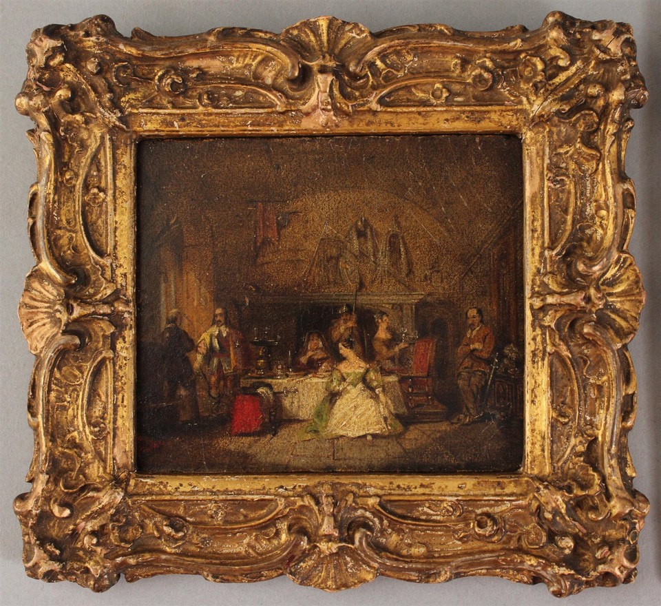 19thC Victorian Miniature Painting Great Hall 16thC Craignethan Castle ...