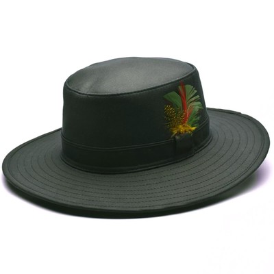 Hawkins Waxed Waterproof Fedora Bush Hat With Feather 3 Sizes slightly ...