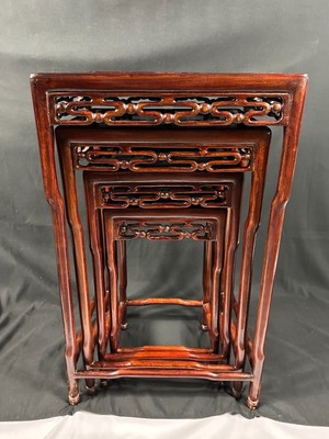 Set of 4 Unique Vintage Chinese Nesting Tables Polished Hand Carved ...