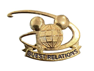 WDW Walt Disney Productions Guest Relations Cast Costume Gold Badge Pin ...