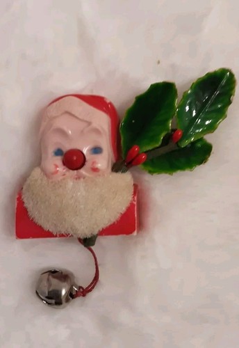 VINTAGE LIGHT UP NOSE CHRISTMAS SANTA PIN, BELL, LAPEL WORKING ...