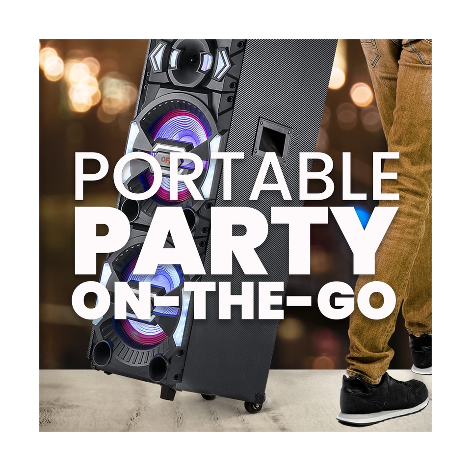 QFX Party Speaker Bundle | SBX-212W Bluetooth Large Party Karaoke ...