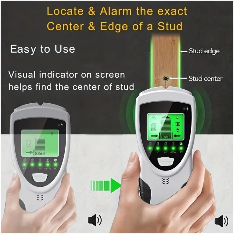 5 in 1 Digital Stud Finder Wood Metal Pipe Wire Wall Scanner Sensor LCD ...