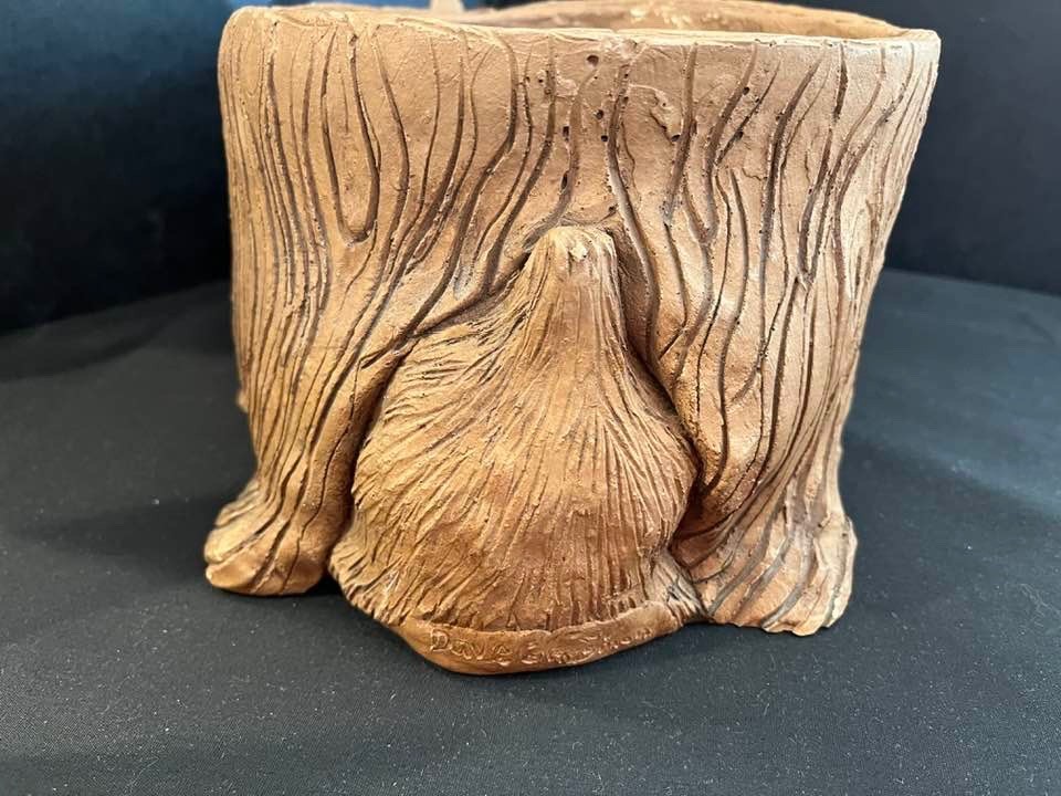 Vintage Brown Scottish Terrier in Tree Stump Planter | eBay