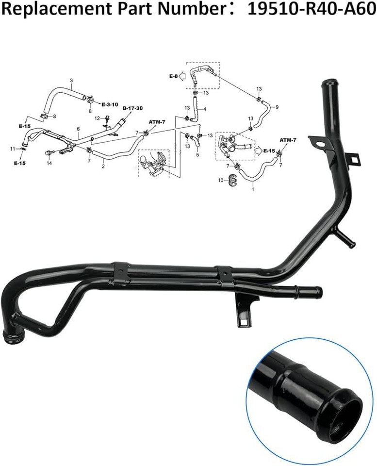 Honda Genuine OEM CR-V Heater Pipe Accord Crosstour Comp 19510-R40-A60 ...