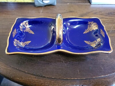 Vintage Enesco Japan Imports Cobalt Blue And Gold Two Section Server ...