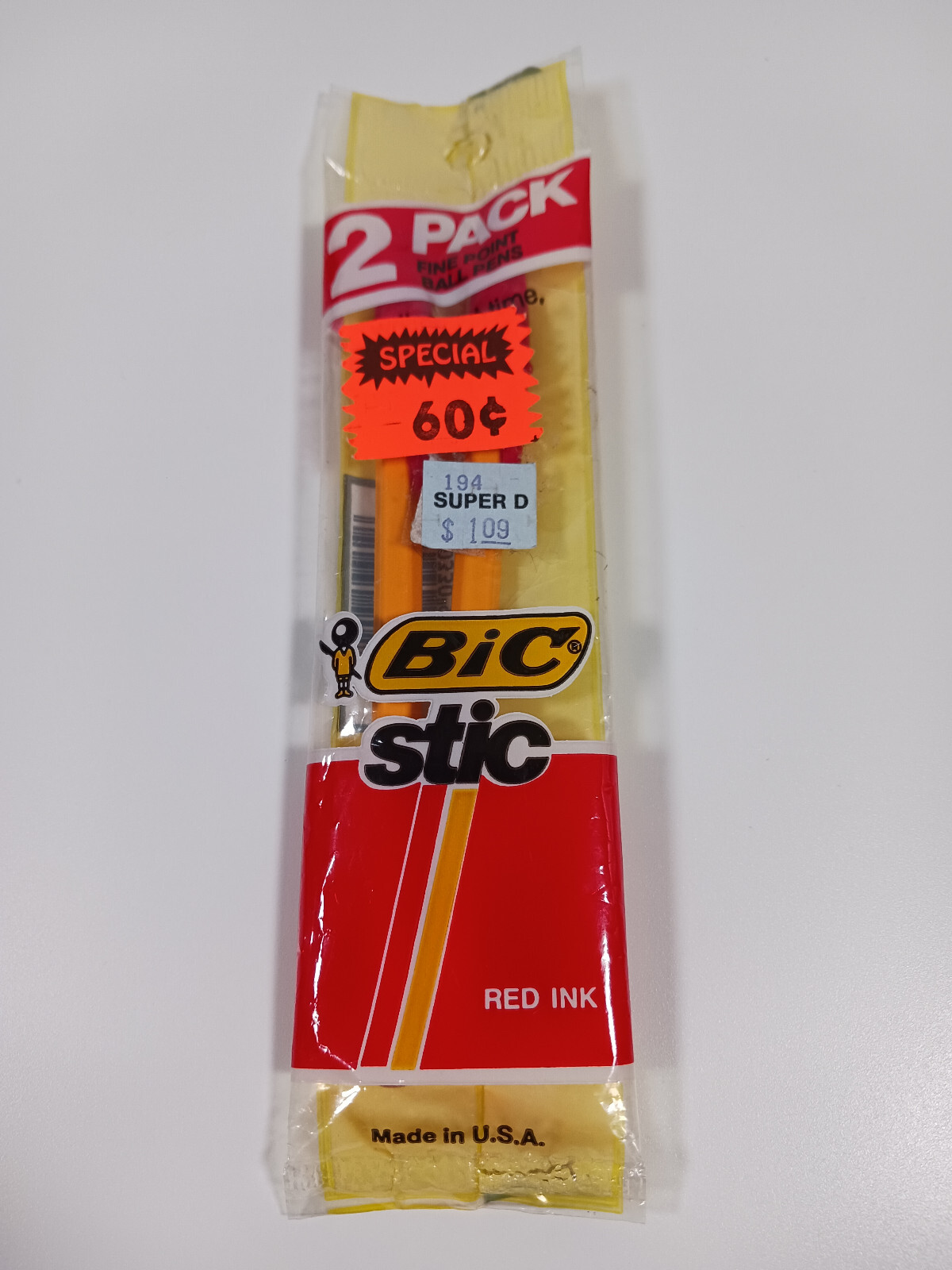 Vintage 1987 BIC Stic Red Ink Fine Point Ball Pens FSP2 - 2 Pack - New ...