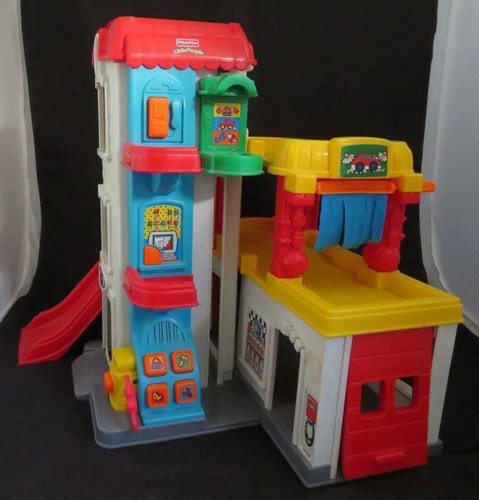 Little People FUN SOUNDS GARAGE 77974 Car Wash Ramp Fisher Price Big ...