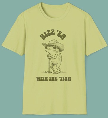 Rizz 'Em With The 'Tism Cute Frog Funny Short Sleeve Unisex Softstyle T ...