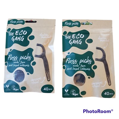 The Eco Gang Charcoal Infused Floss Picks- Two packs of 40ct | eBay