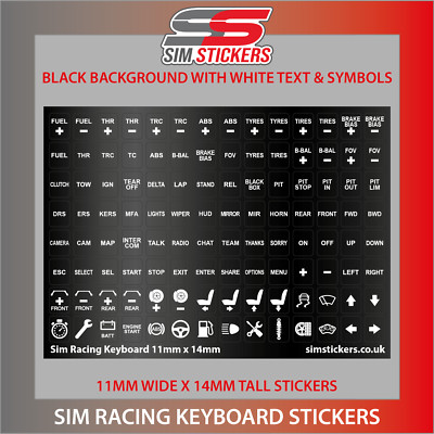 BLACK Stickers for Car Simulator Keyboard/Button Box/Wheel iRacing/AC ...