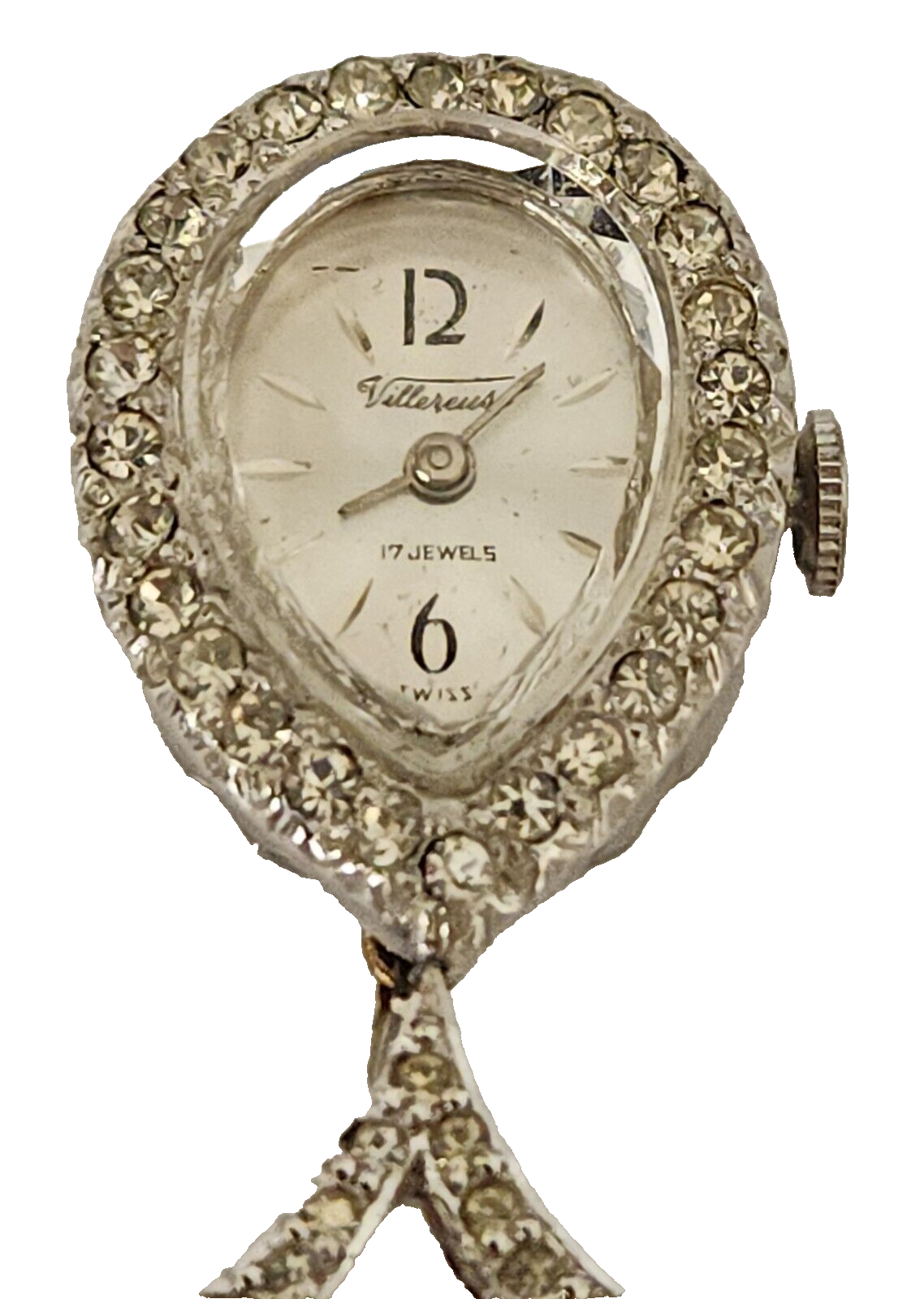 Villereuse Watch Rhinestone 17 Jewel Swiss Made Pendant Necklace ...