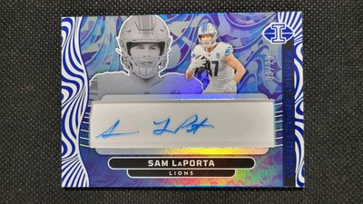 2024 Panini Illusions Sam LaPorta Prodigy Endorsements Blue Auto 9/25 # ...