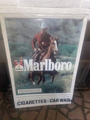 Marlboro Man 1980’s Large Metal Sign [34''x 23''] Vintage Tobacco Promo ...