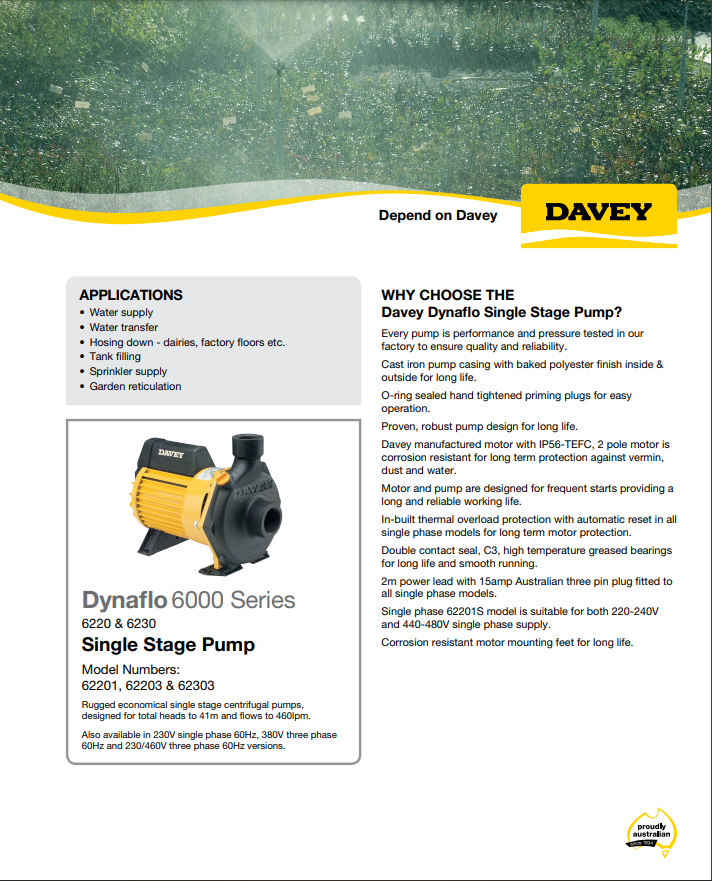Davey Dynaflow 6220 Single Stage Pump 2.4KW 415V 3-Phase | eBay