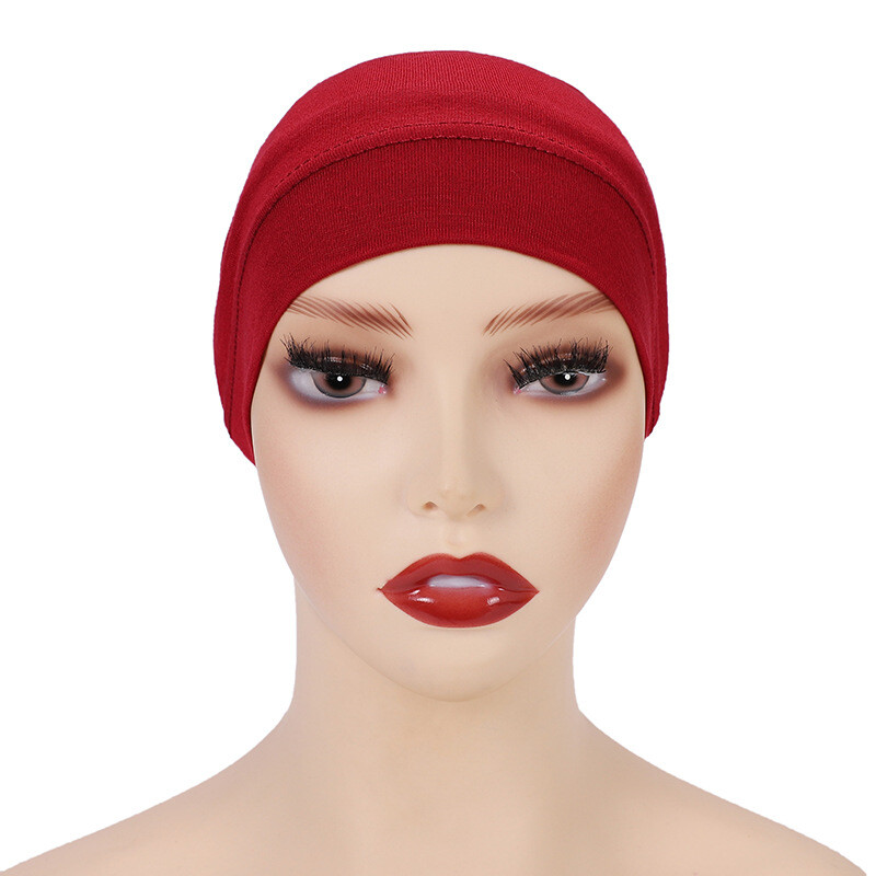 Soft Pure Color Elastic Hijab Inner Turban Tube Cap Muslim Women Under ...