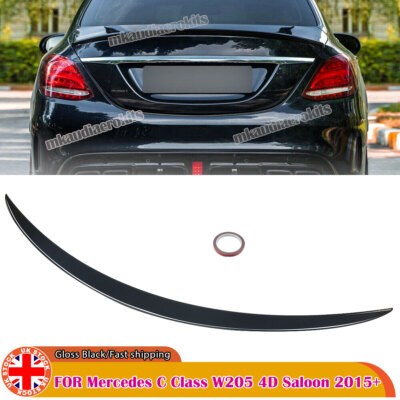 GLOSS BLACK STYLE LIP FOR MERCEDES W205 C180 C63 C43 REAR BOOT SPOILER ...
